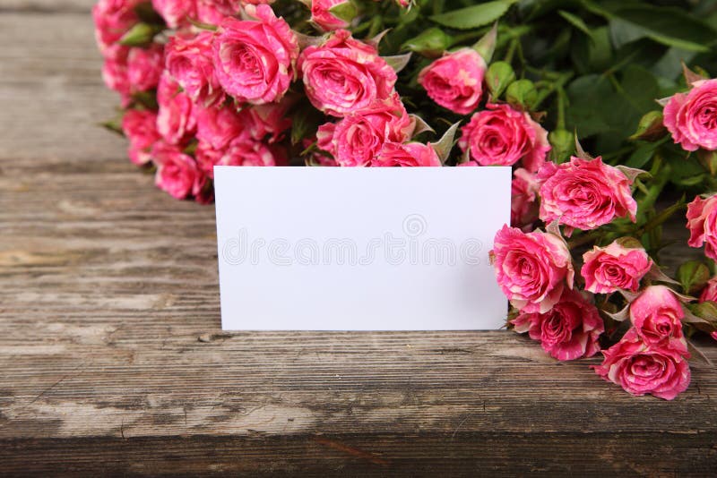 Pink Roses and Greeting Card Stock Image - Image of shape, heart: 50096521