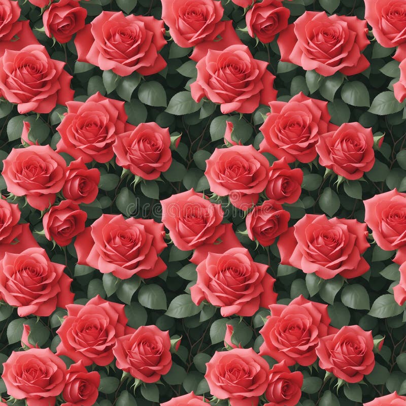 Pink Roses with Leave Seamless Pattern on Dark Background. Seamless ...