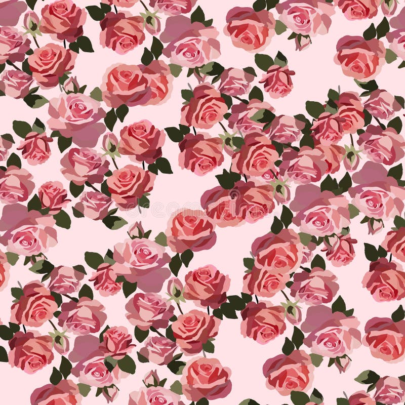 Pattern with Watercolor Small Pink Delicate Roses Stock Vector ...