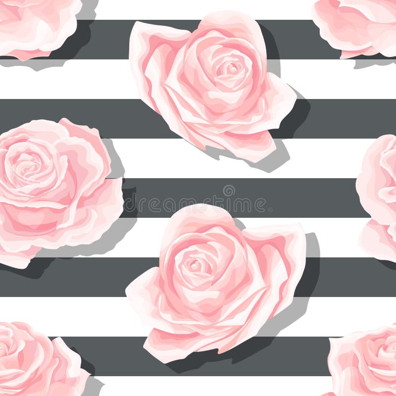 Horizontal Seamless Background Pink Roses Stock Illustrations – 227 ...