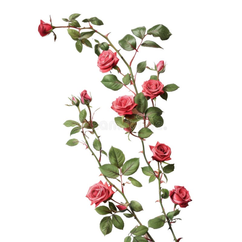 Pink Roses on a Sprig with Thorns Arranged Vertically Stock Photo ...