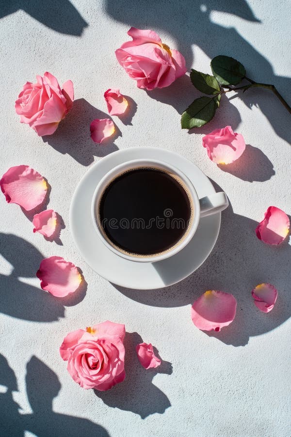 Pink Roses and Tea stock photo. Image of teacup, occasions - 367170144