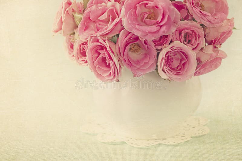 Pink roses in a vase stock photo. Image of blossom, fresh - 26446332