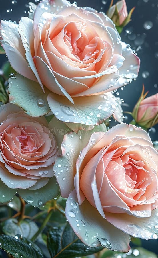 Pink roses in water stock image. Image of peony, romantic - 369842261