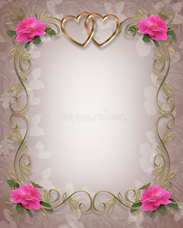Pink Roses Wedding Border stock illustration. Illustration of design ...