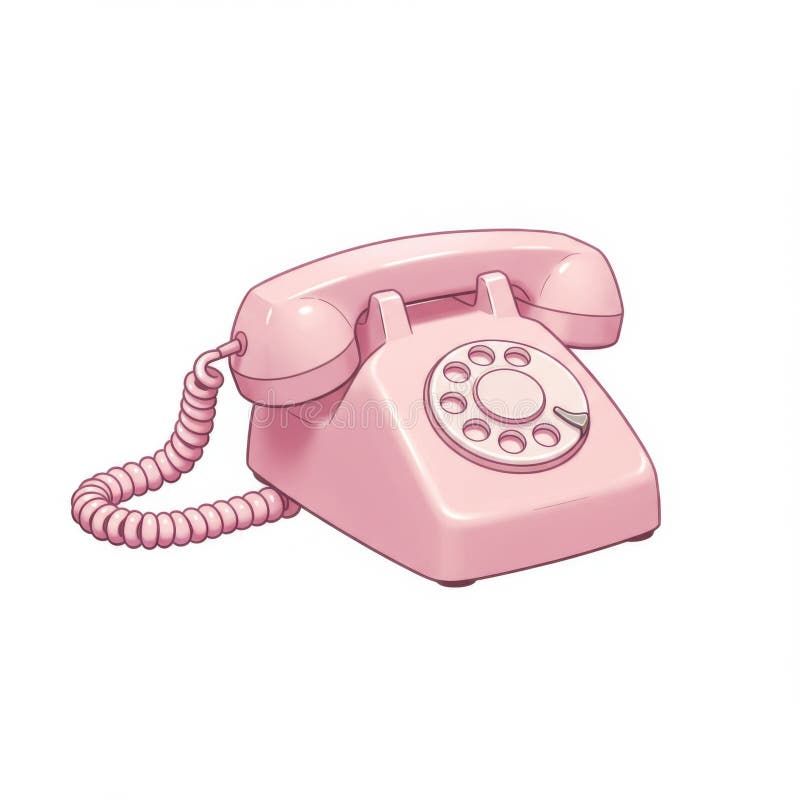 Pink Rotary Telephone Illustration Stock Illustration - Illustration of ...