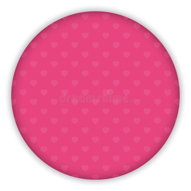 Pink Round Button Template with Tiny Heart Pattern, Vector Illustration ...
