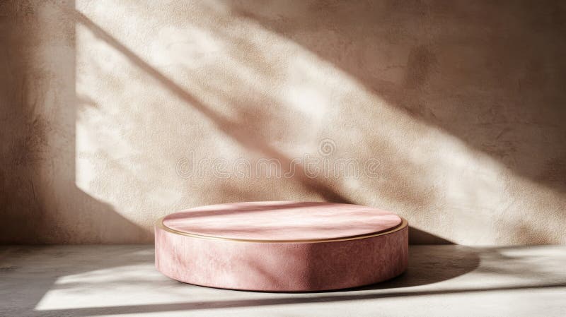 Pink Round Display Platform Against Beige Wall Stock Illustration ...