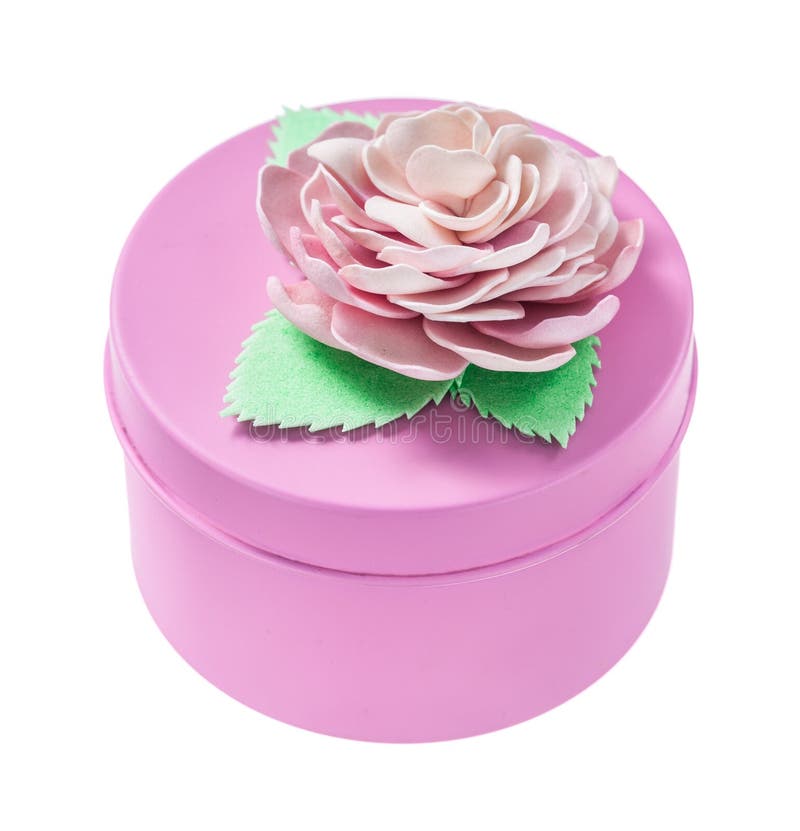 Pink Round Gift Box Isolated on White Stock Image - Image of present ...
