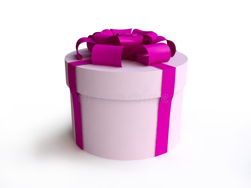 Pink Round Gift Box with Nice Ribbon Stock Illustration - Illustration ...