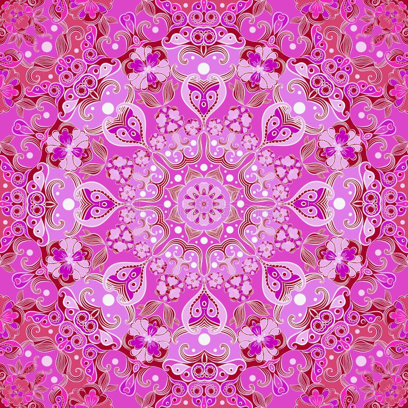 Pink Round Seamless Decorative Ornament Stock Illustration ...