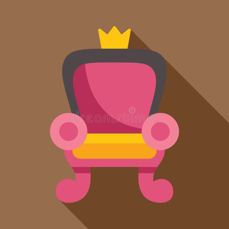Pink Royal Throne with Golden Crown Icon Representing Monarchy Stock ...