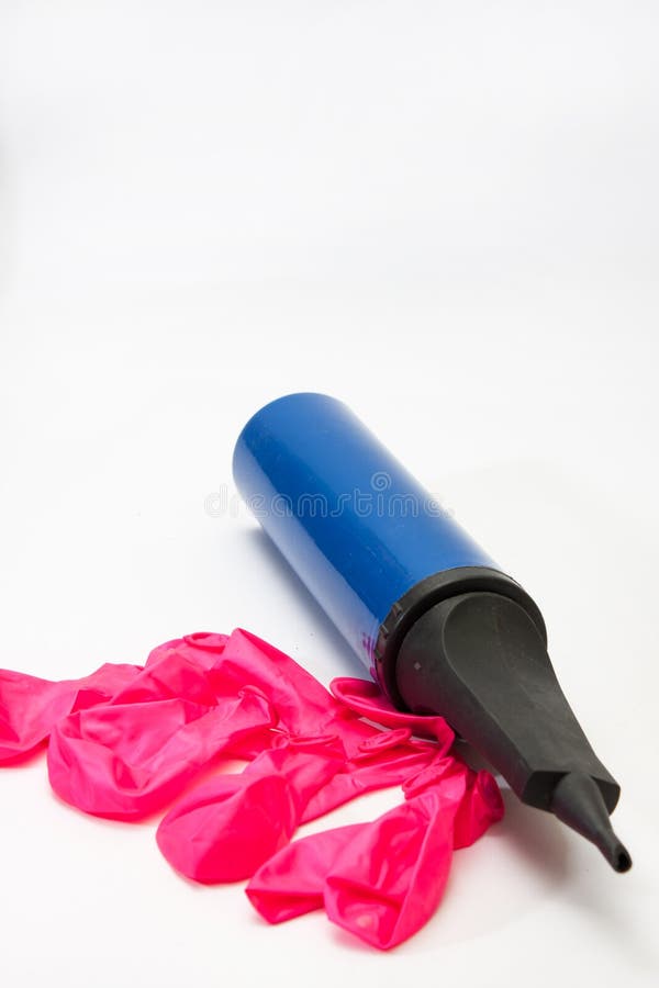 Pink Rubber Balloons and Inflatable Pump Stock Image - Image of float ...