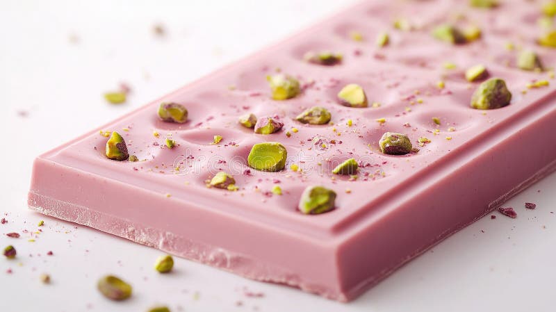 Pink Ruby Chocolate Bar Pistachios White Background Stock Photos - Free ...