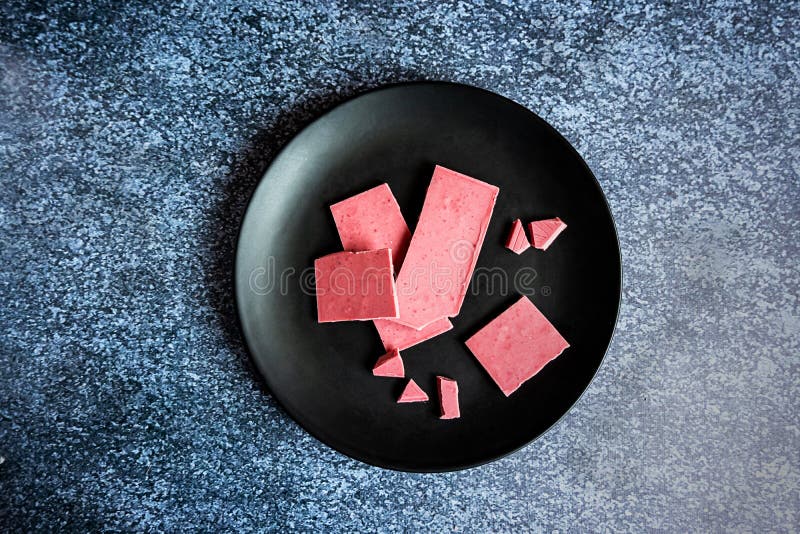 Pink or Ruby Chocolate, Trendy Dessert on a Black Plate Stock Photo ...