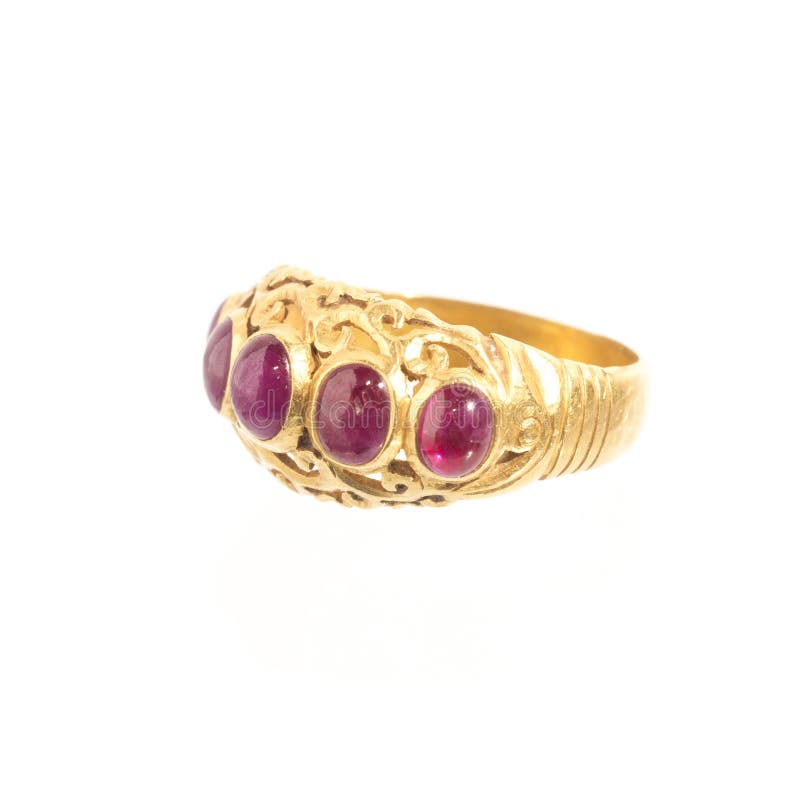 Pink Ruby on Gold Ring , Traditional Production Stock Photo - Image of ...