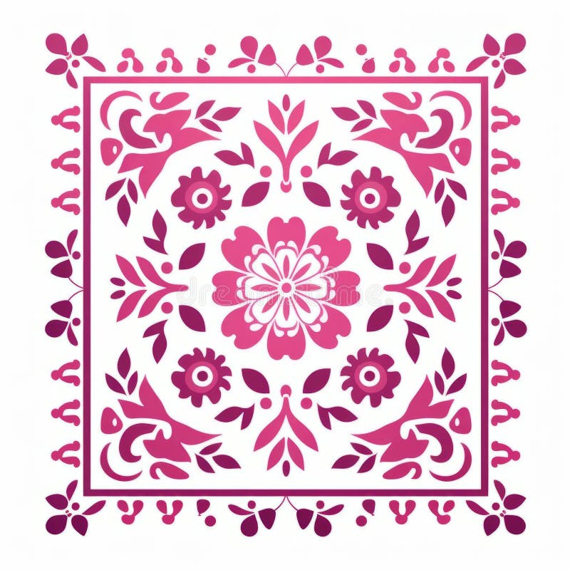 Pink Rug Vector Stencil Design on White Isolated Background Stock ...