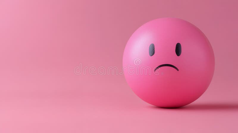 A Pink Sad Face Ball Resting on a Soft Pink Background, Creating a ...