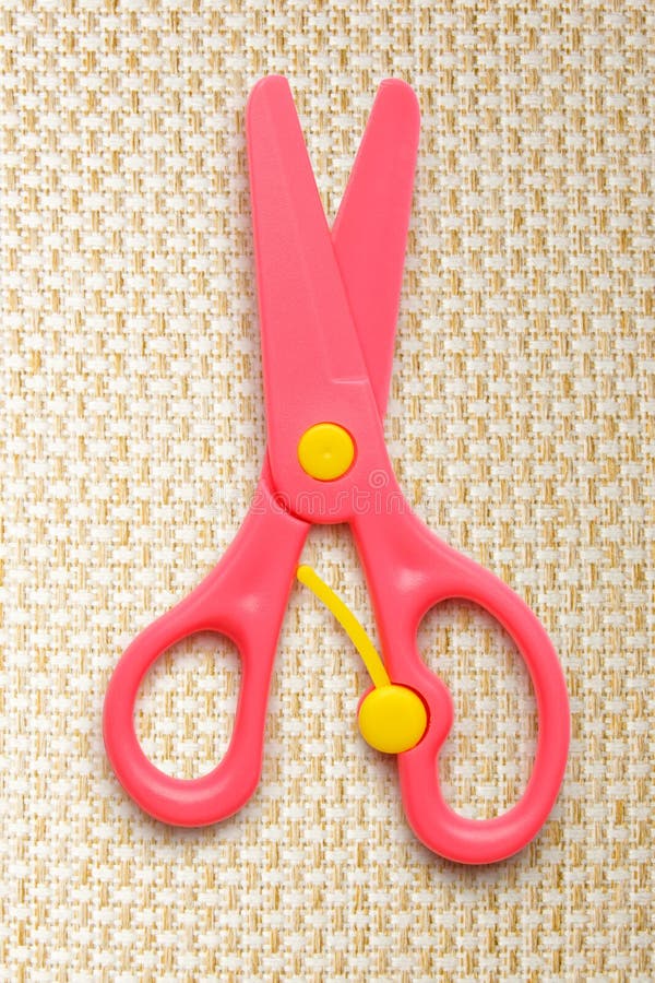Pink Safe Children Scissors Stock Image - Image of educational, surface ...