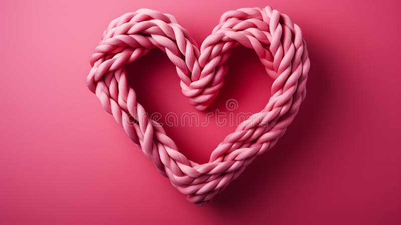 Pink Sailor Rope Rolled into a Heart Shape on a Solid Pastel Background ...