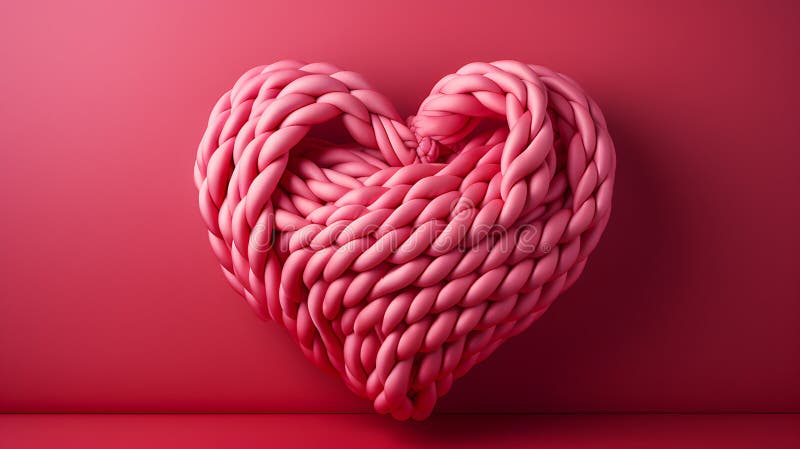 Pink Sailor Rope Rolled into a Heart Shape on a Solid Pastel Background ...