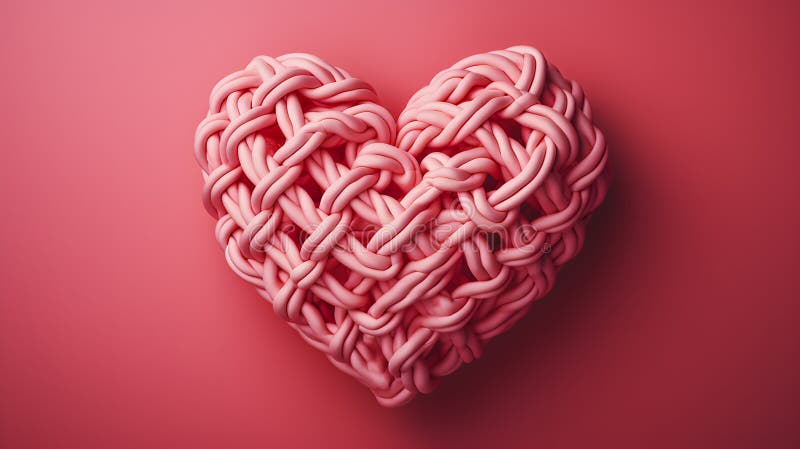 Pink Sailor Rope Rolled into a Heart Shape on a Solid Pastel Background ...