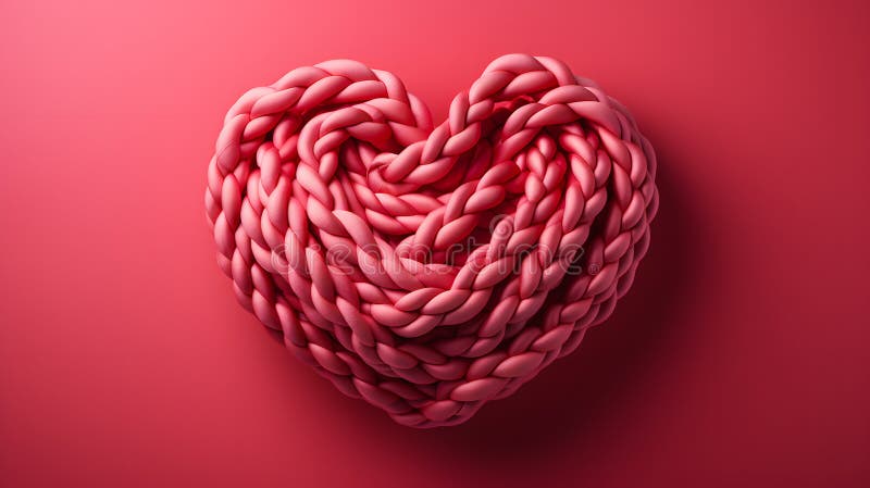 Pink Sailor Rope Rolled into a Heart Shape on a Solid Pastel Background ...