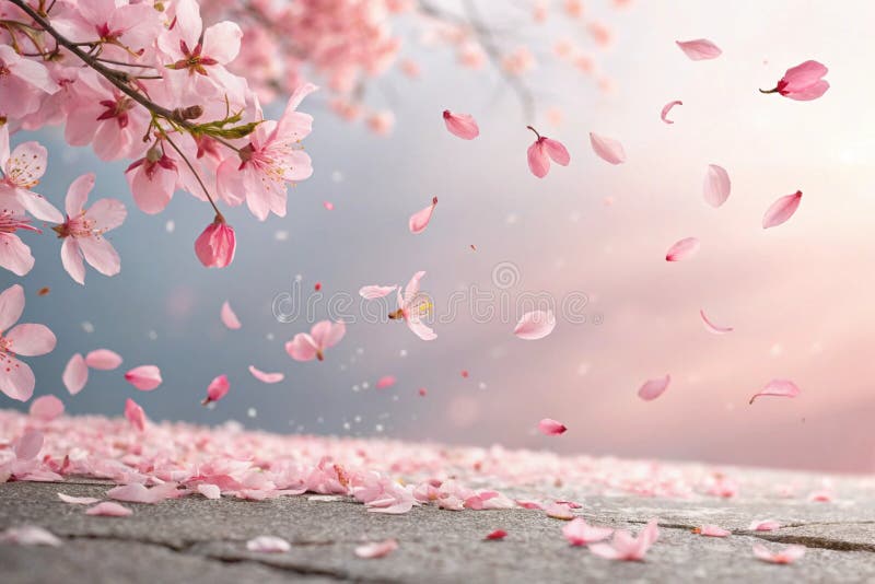 Pink Sakura Falling Petals Vector Background Stock Illustration ...