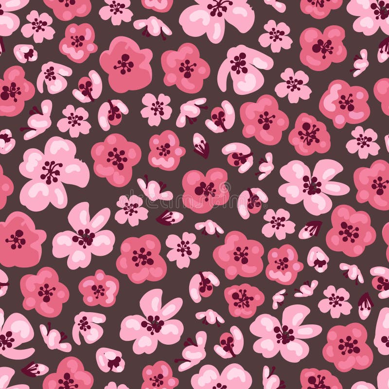 Pink Sakura Flowers Seamless Pattern Stock Vector - Illustration of ...