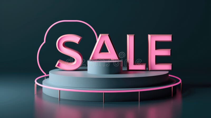 A Pink Sale Sign Sitting on Top of a Platform Stock Illustration ...