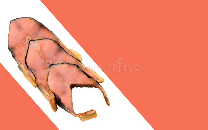 Pink Salmon Fish, Cut into Pieces, on a White Background in Isolation ...