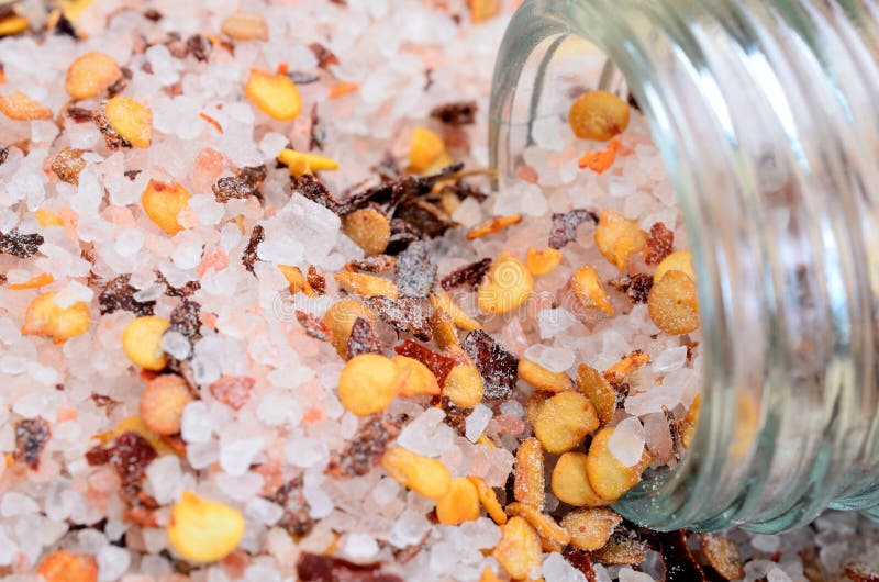 Pink Salt with Chili Seed on Table Stock Photo - Image of sodium, food ...