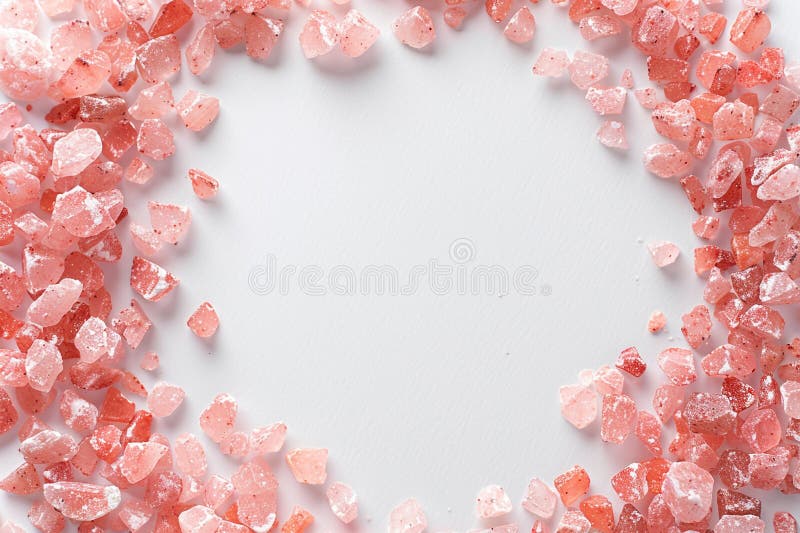 Pink Salt Crystals Forming a Circular Border Around the Frame on a ...