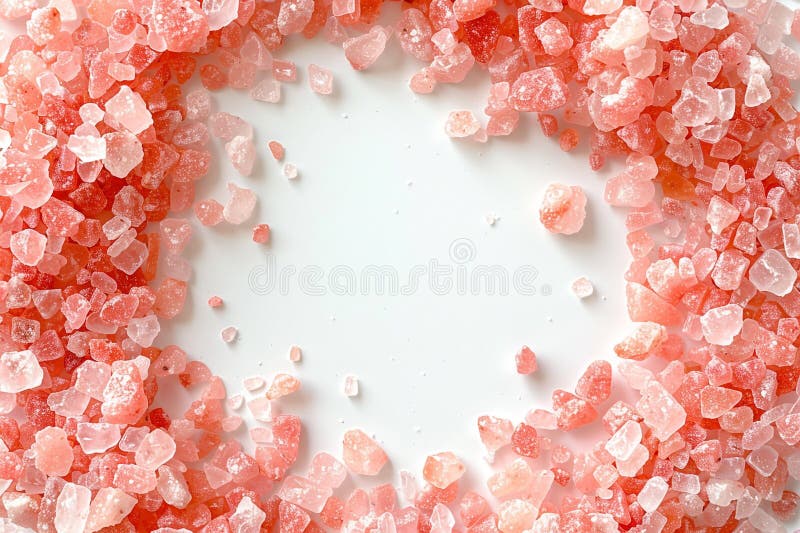 Pink Salt Crystals Forming a Circular Border Around the Frame on a ...