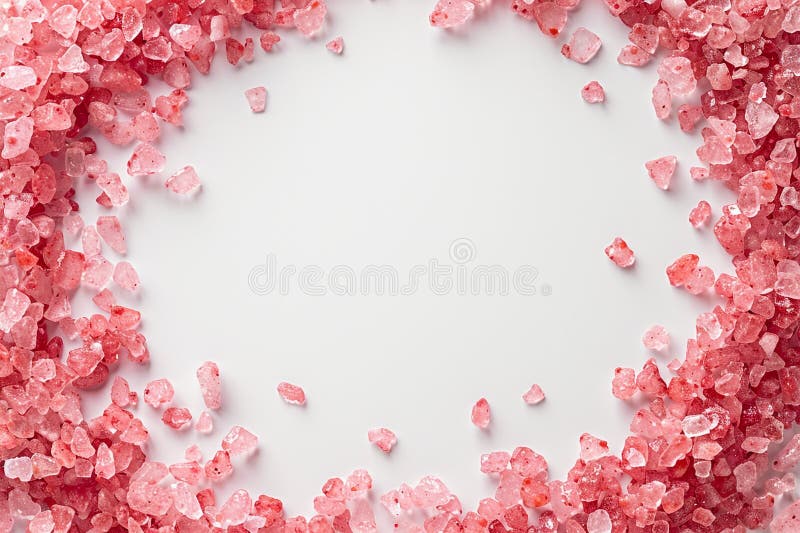 Pink Salt Crystals Forming a Circular Border Around the Frame on a ...