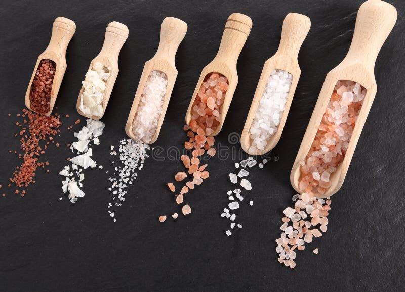 Various Types of Table Salt. Stock Photo - Image of closeup, crystal ...