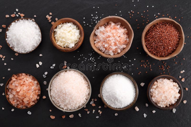 Various Types of Table Salt. Stock Photo - Image of himalayan, macro ...