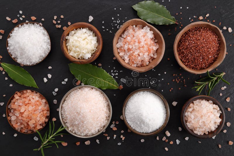 Various Types of Table Salt. Stock Image - Image of crystal, flakes ...