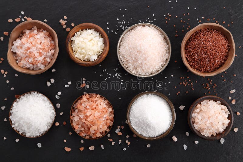 Various Types of Table Salt. Stock Photo - Image of table, ground ...