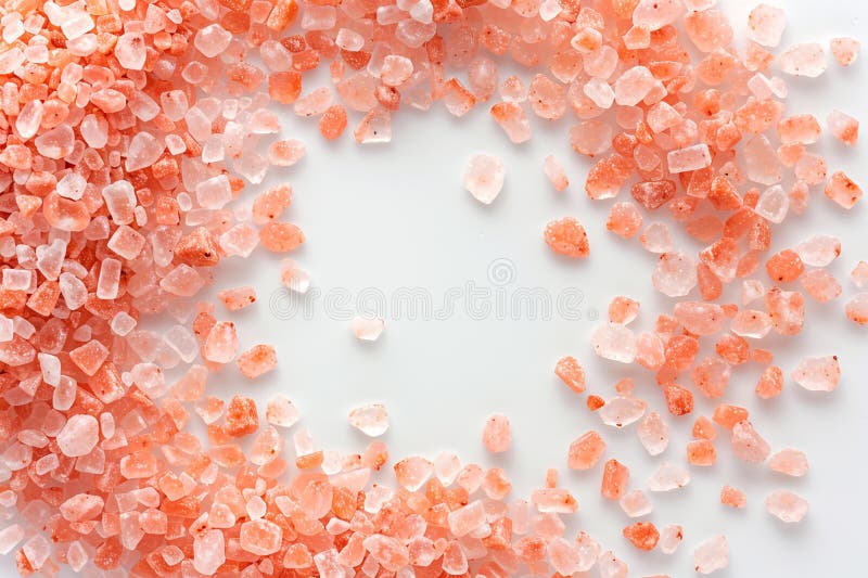 Pink Salt Spread Out Thinly in a Large Circle on a Solid White ...