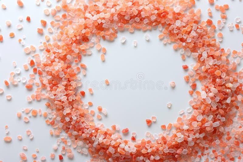 Pink Salt Spread Out Thinly in a Large Circle on a Solid White ...