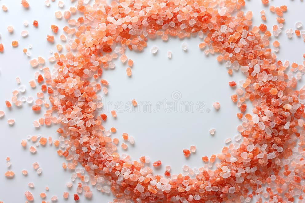 Pink Salt Spread Out Thinly in a Large Circle on a Solid White ...
