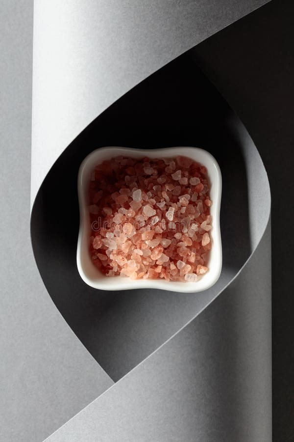 Pink Salt in a White Ceramic Bowl Stock Image - Image of condiment ...