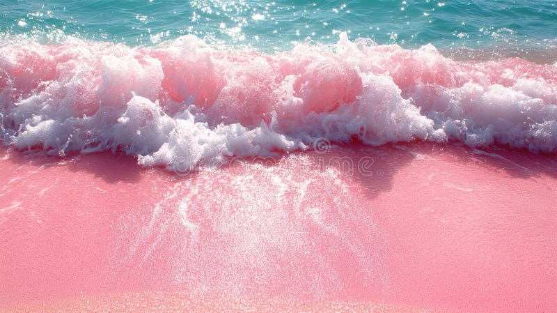 Pink Sand Beach Wave Ocean Summer Vacation (1 Stock Illustration ...
