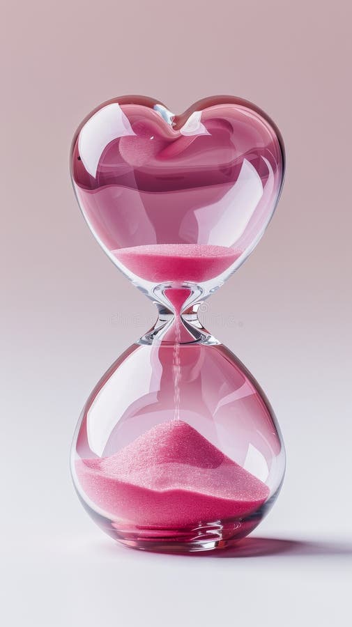 A Pink Sand Hourglass in the Shape of a Heart is Isolated on a White ...