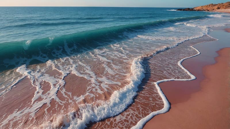 Pink Sandy Beach and Soft Blue Ocean Wave Summer Concept Background ...