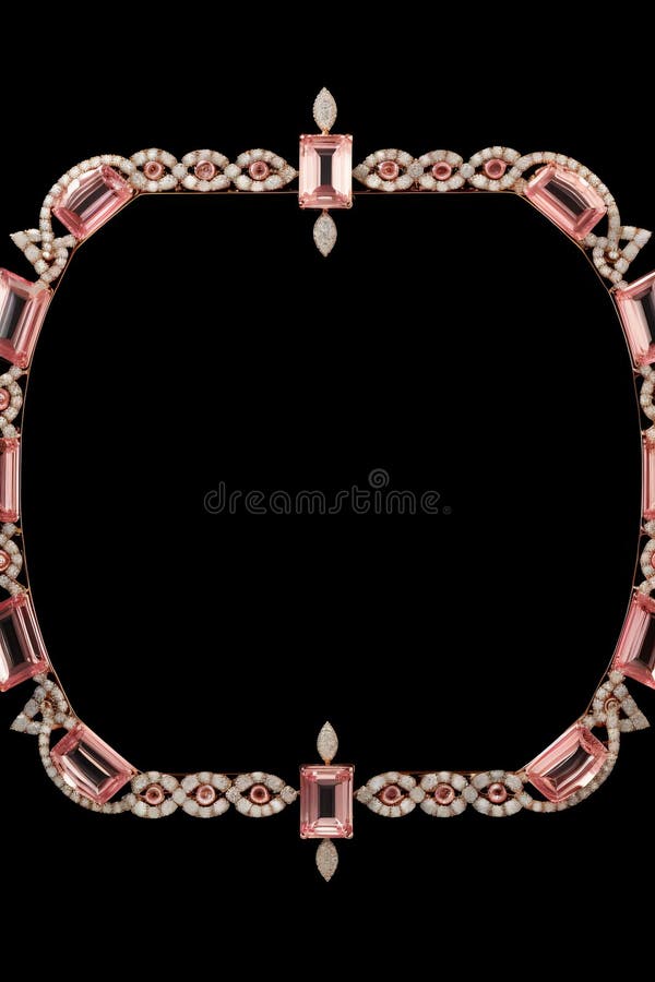 Pink Sapphires and Diamonds in an Ornate Frame Stock Illustration ...