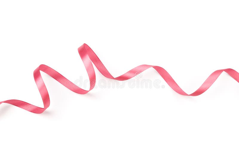 Pink Satin Curly Ribbon Isolated on White Background Stock Image ...