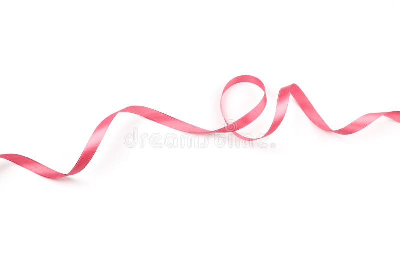 Pink Satin Curly Ribbon Isolated on White Background Stock Image ...