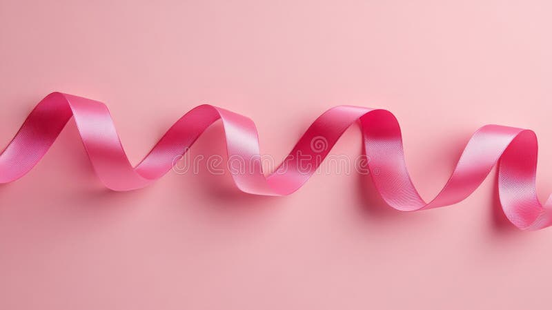 Pink Satin Ribbon Curl on Pink Background Stock Illustration ...